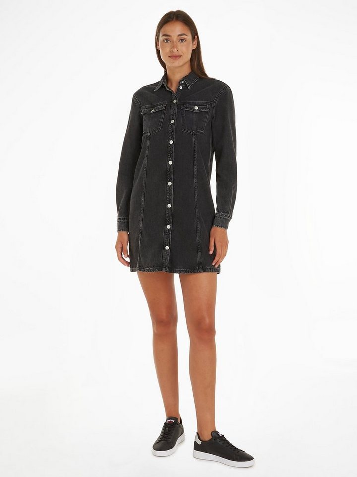 Tommy Jeans Curve Jeanskleid Aline Ls Dress Ah5081 Ext Mit Logostickerei