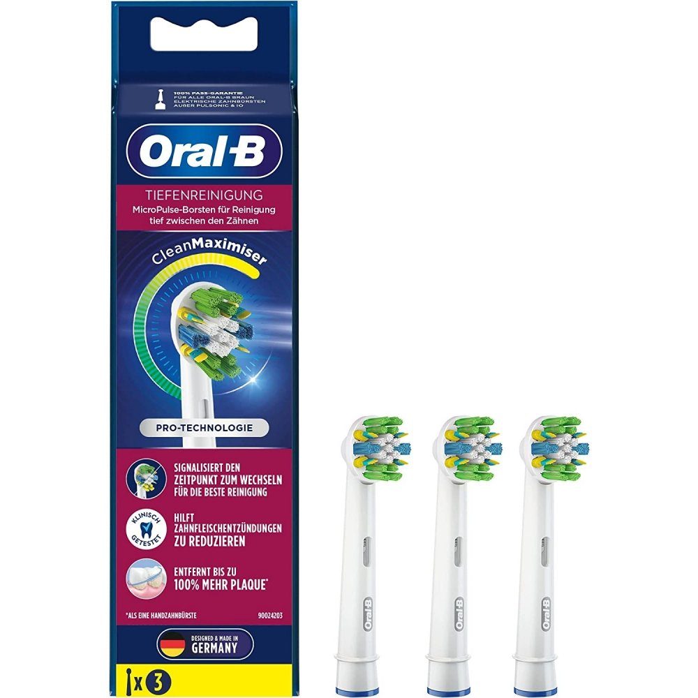 Oral-B Aufsteckbürsten Tiefenreinigung CleanMaximiser 3er - Aufsteckbürsten - weiß