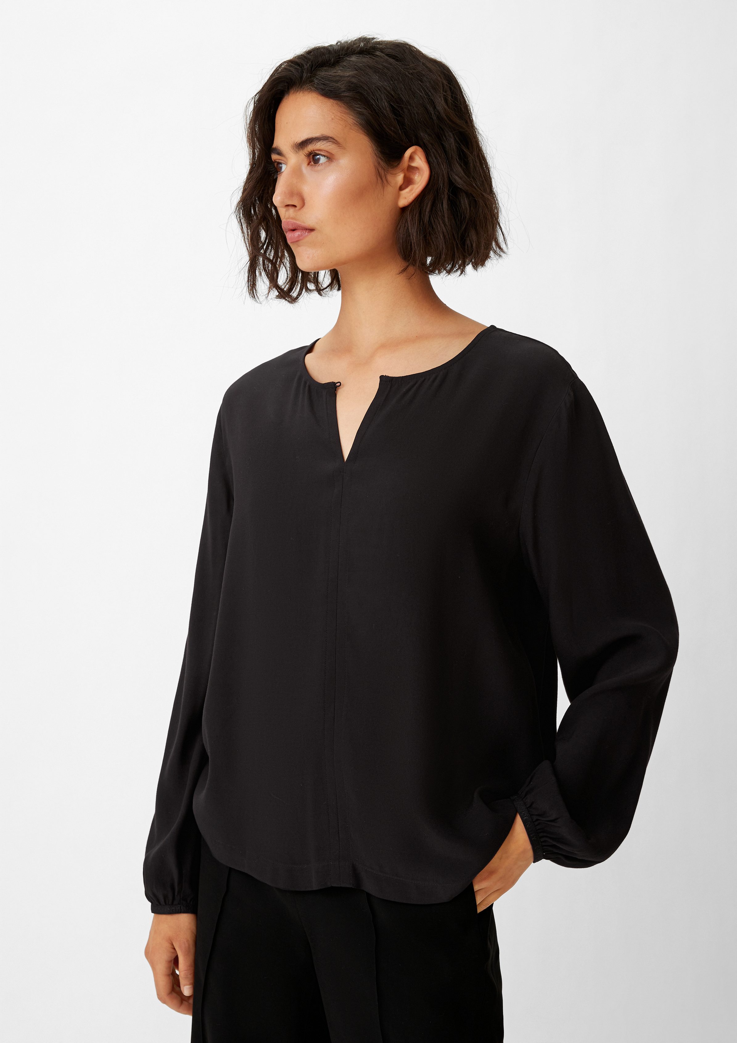 Comma Casual Identity Langarmbluse Satinbluse Aus Viskose Teilungsnähte