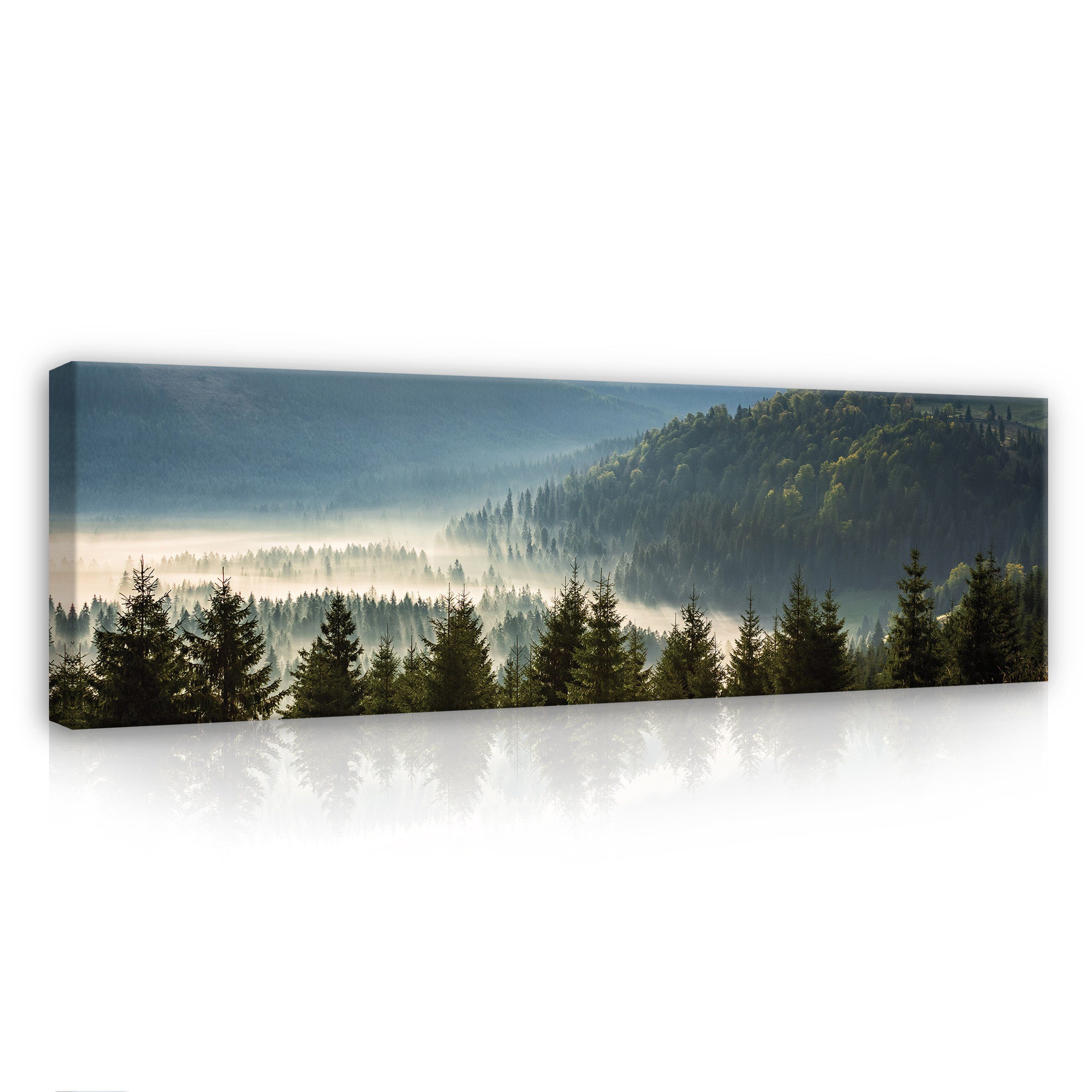 Wallarena Leinwandbild Berge Natur Landschaft Wandbild XXL Leinwandbilder Modern 145x45 cm ...