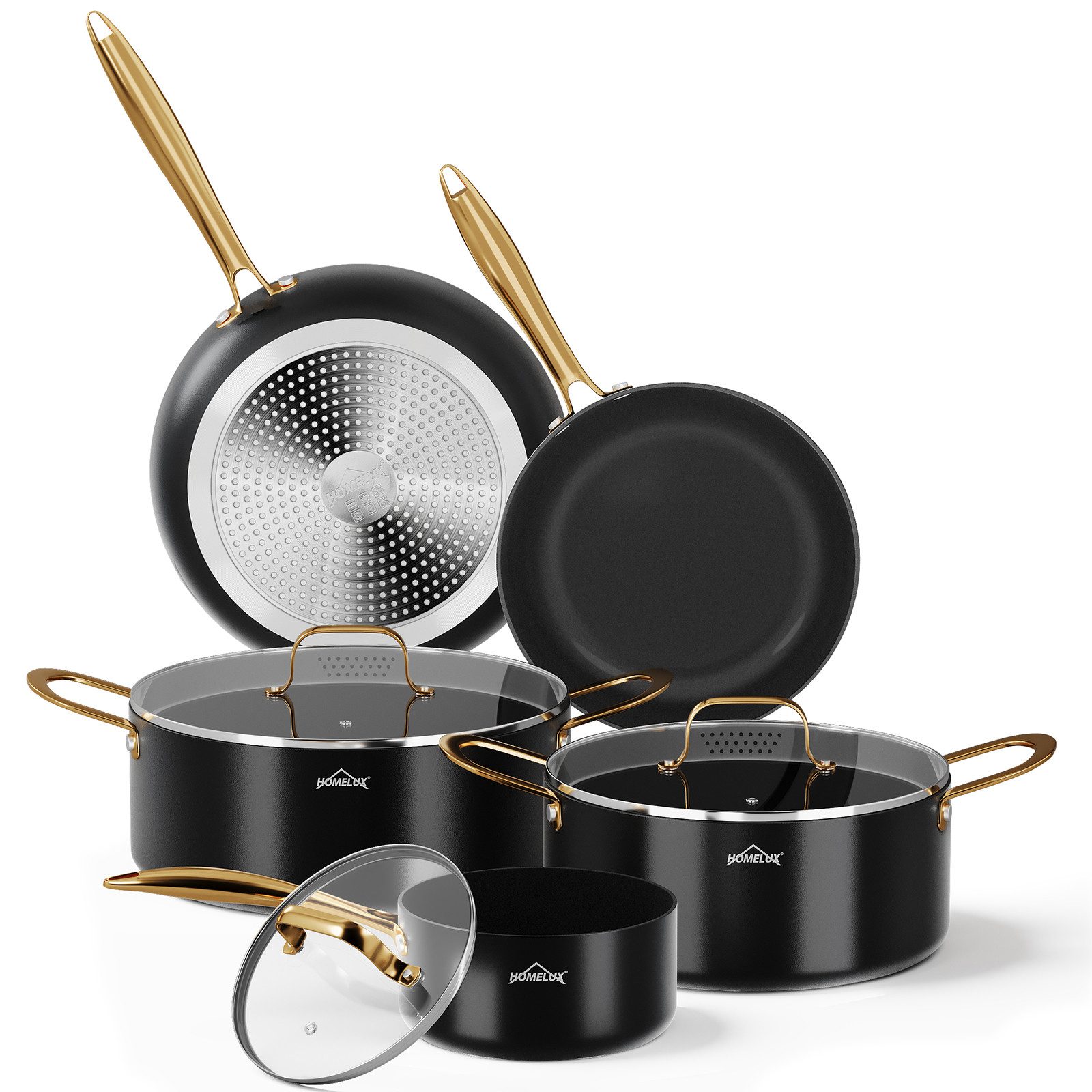 Homelux Topf Set Töpfe Set Induktions Aluminiumguss Kochtopfset Mit