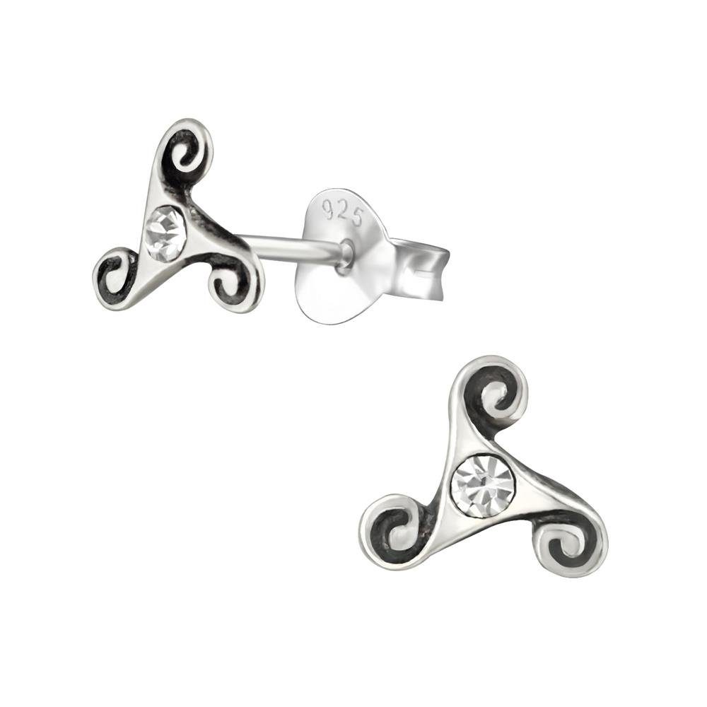 Bungsa Ohrstecker Set Ohrstecker Keltische Triskele Mit Kristall Aus