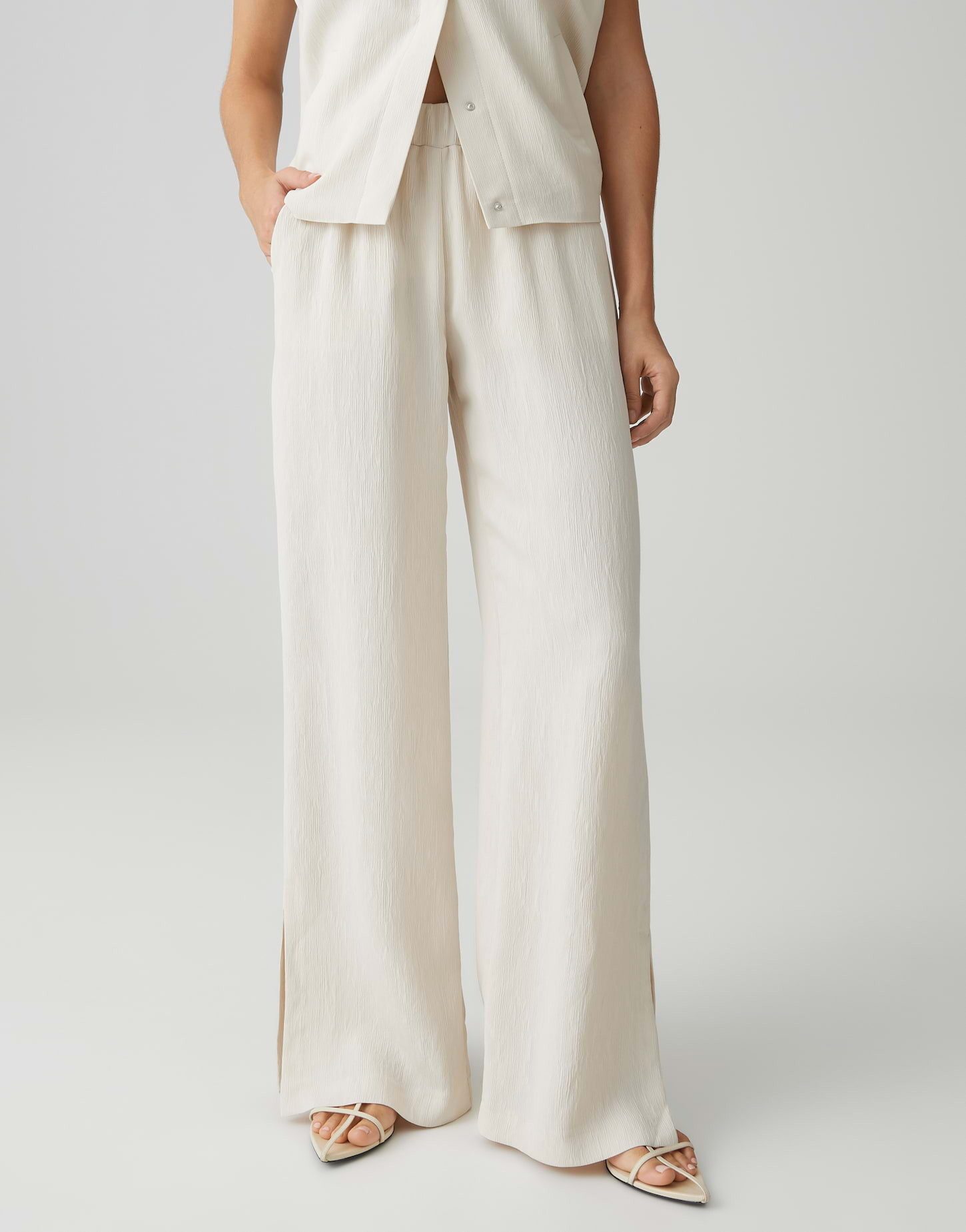 OPUS PANTS Stoffhose Mucia moss mit dezenter Struktur Praktische ...