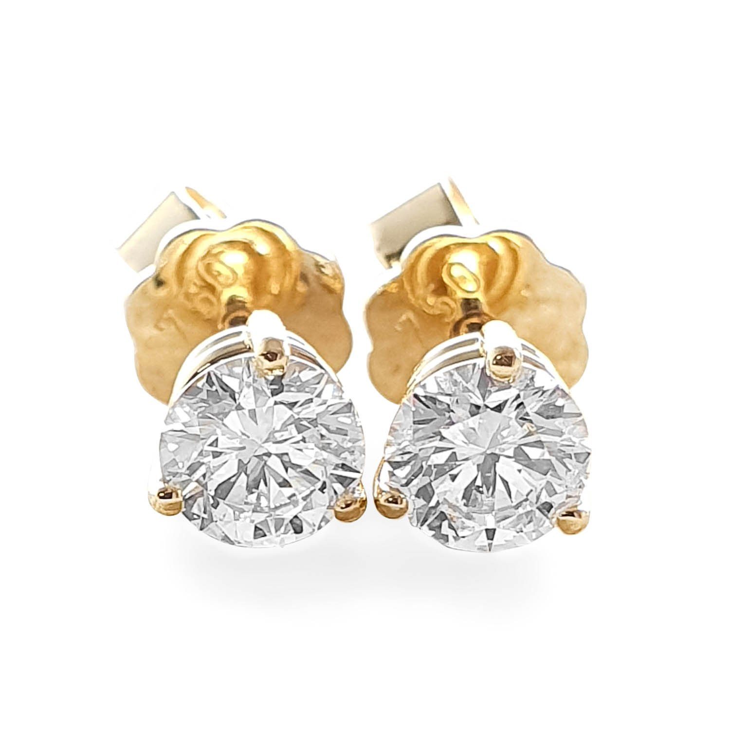 Webgoldschmied Paar Ohrstecker Diamant Ohrstecker 750 Gold mit 2 Diamanten Brillanten 0,80 F/IF ...