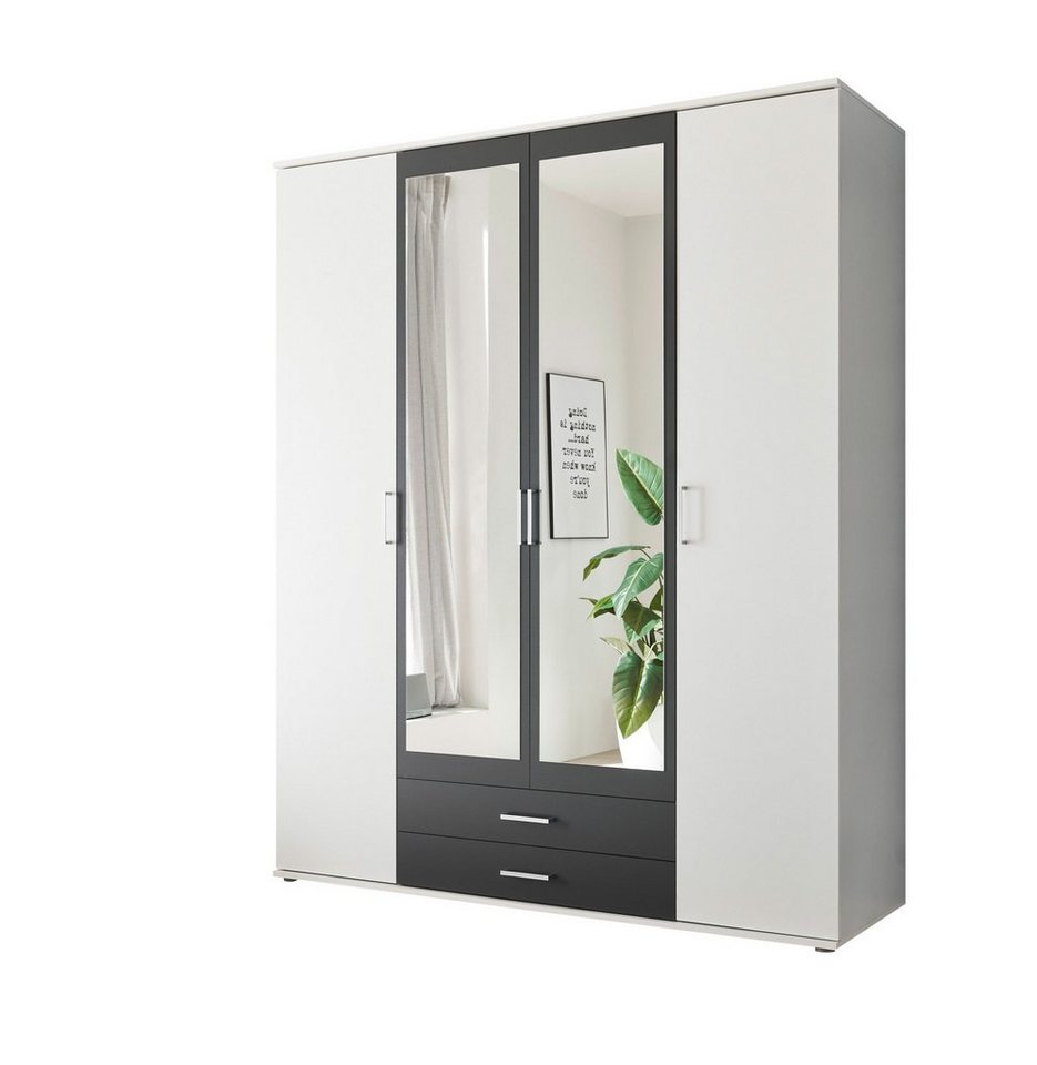 Möbelando Kleiderschrank Hanau Bxhxt 160x196x54 Cm In Weiß Graphit