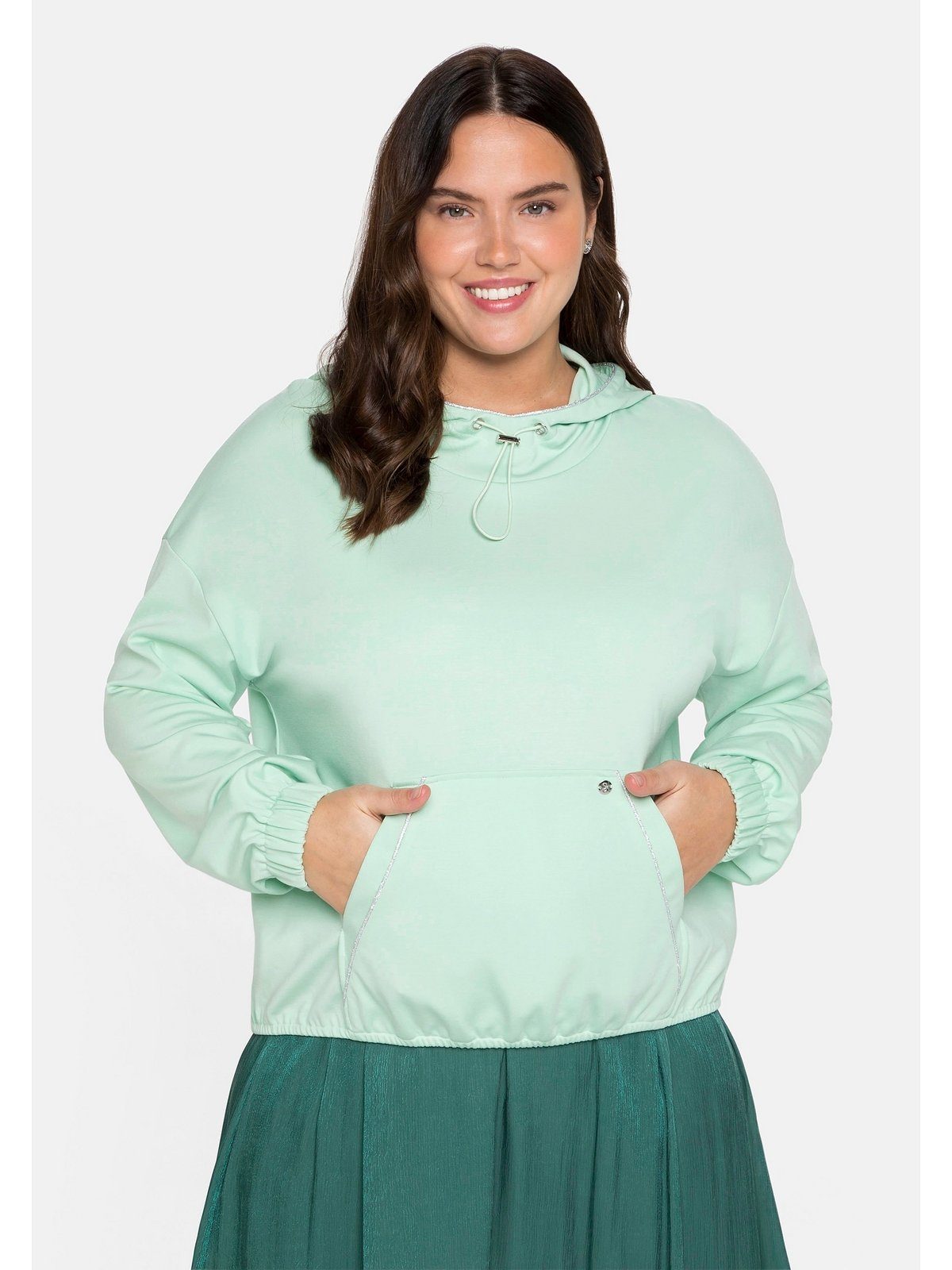 Sheego Langarmshirt Große Größen Mit Kapuze Und Kängurutasche