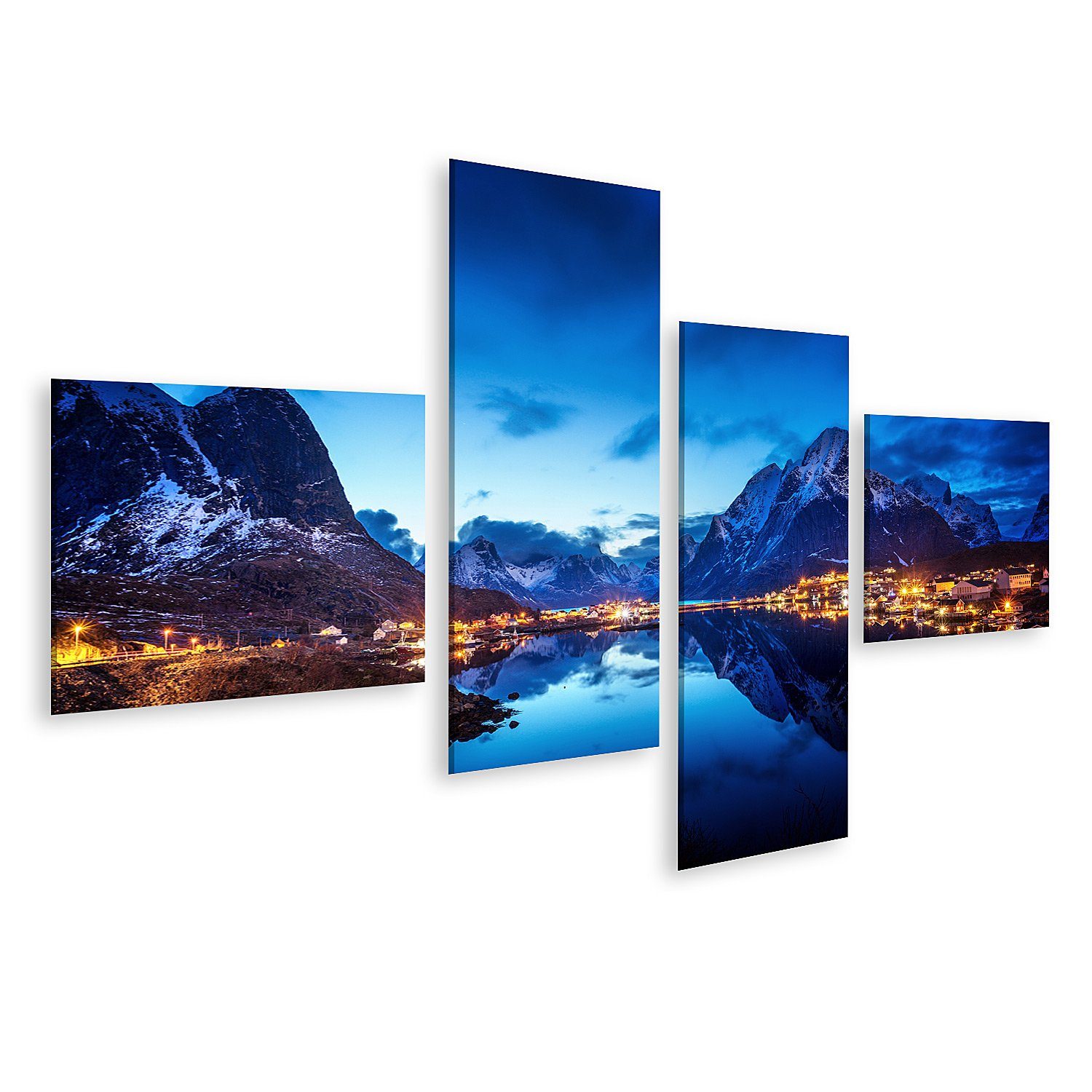 islandburner Leinwandbild Bild auf Leinwand Sonnenuntergang in Reine Dorf Lofoten Inseln Wandbil