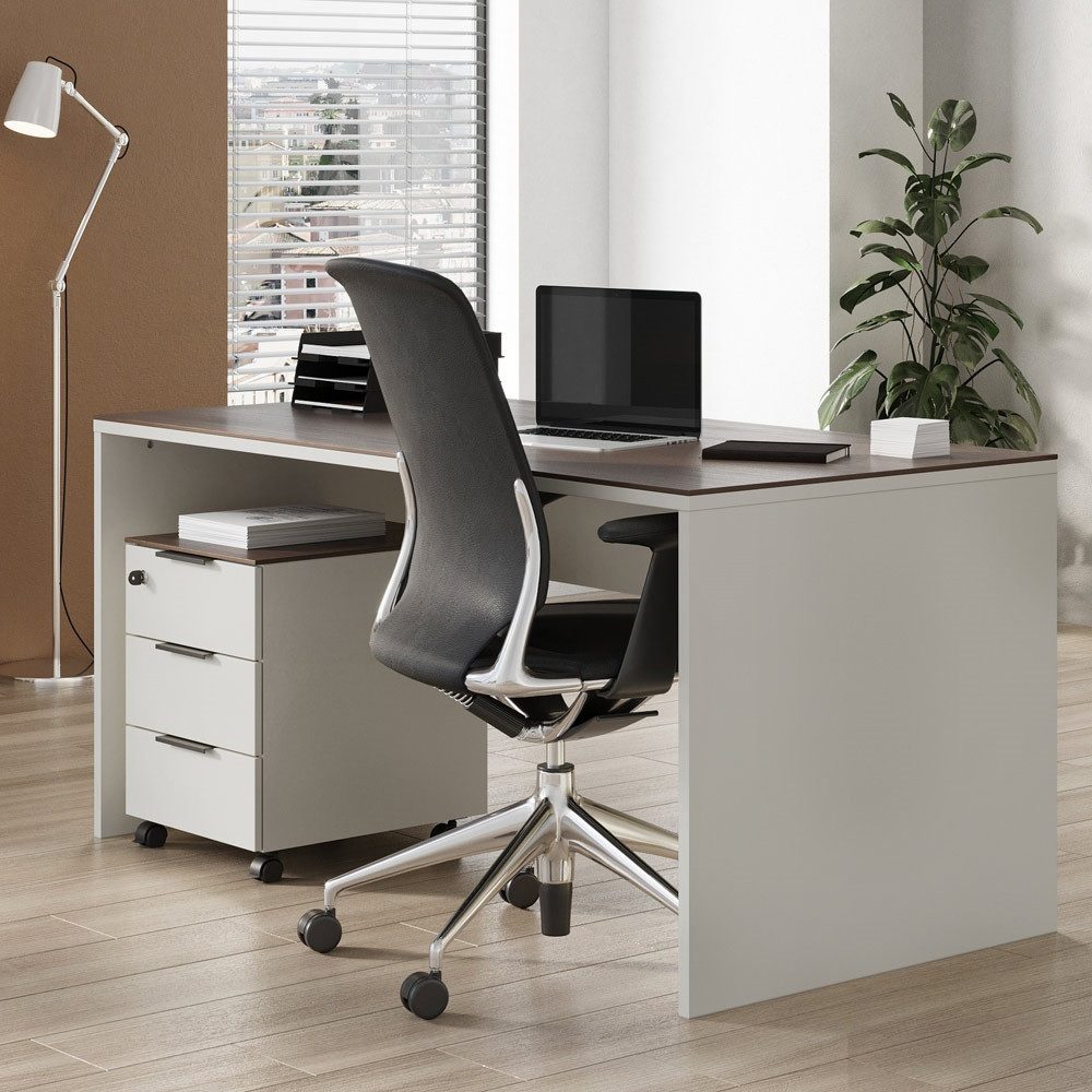 Lomadox Schreibtisch Alvesta 01 Mit Rollcontainer In Kaschmir Beige