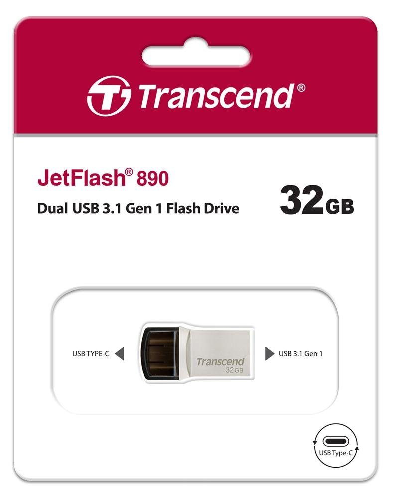 Transcend USB Stick 32GB Speicherstick JetFlash 890S Typ C USB 3.1 mit ...