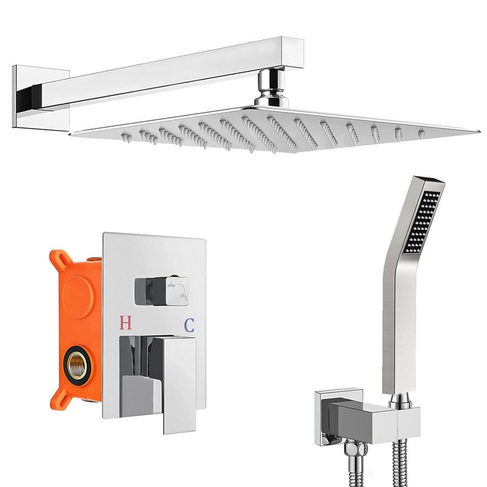 Xersek Brausegarnitur Unterputz Duschsystem 30x30cm Quadratischer
