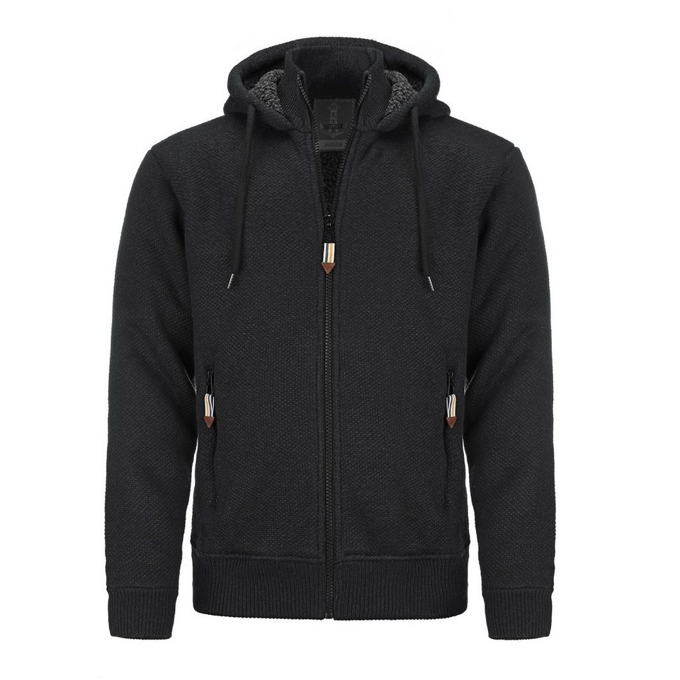 Leitfeuer Strickfleecejacke Herren Strickjacke Gebonded Mit Kapuze