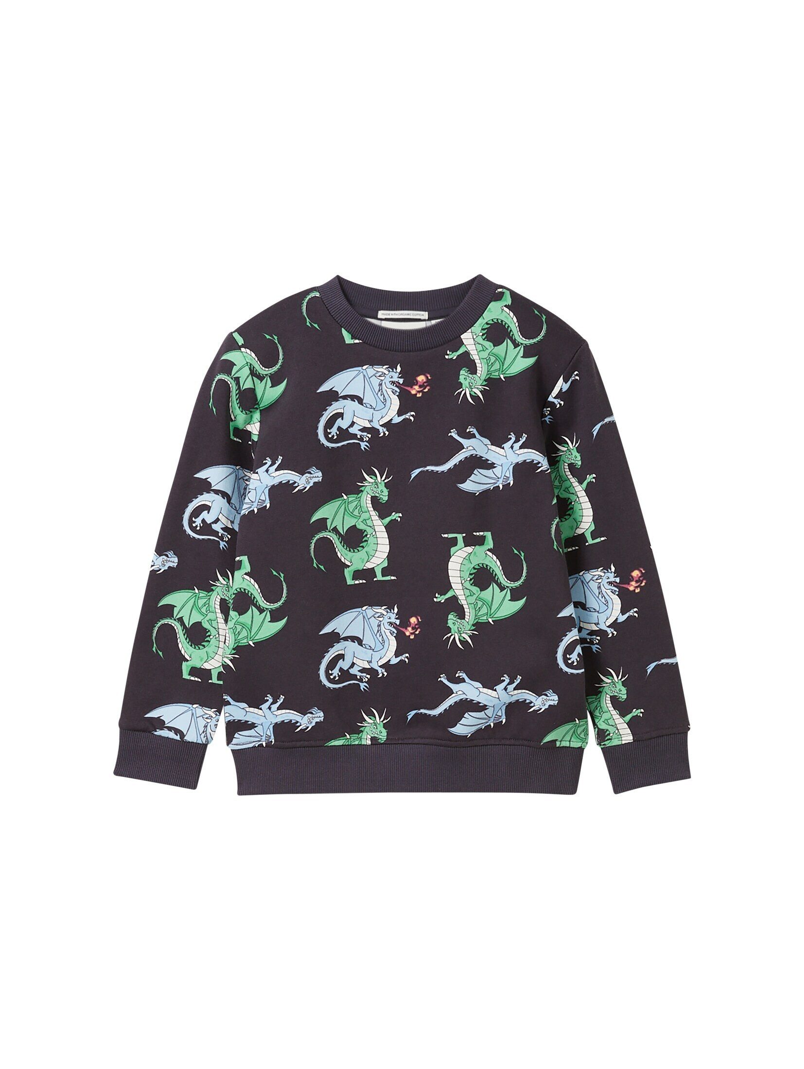 Tom Tailor Sweatshirt Alloverprint Sweatshirt Mit Bio Baumwolle Aus