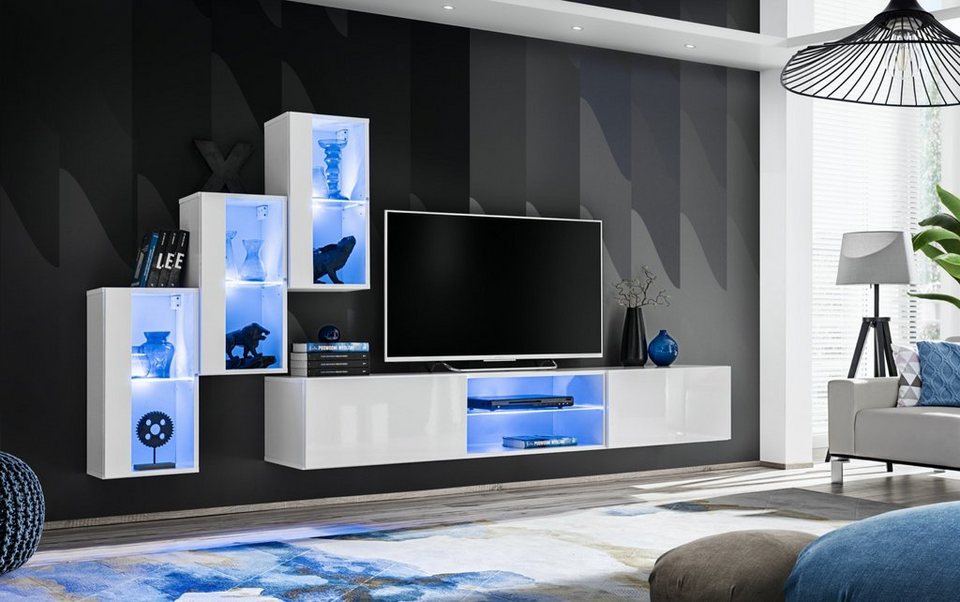 Jvmoebel Wohnwand Luxus Wohnwand Neu Wohnzimmer Set 210 Cm Einrichtung