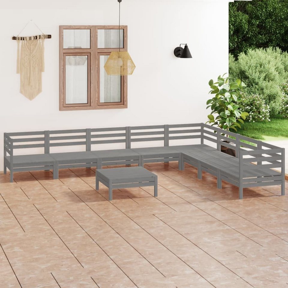 Vidaxl Gartenlounge Set 9 Tlg Garten Lounge Set Massivholz Kiefer