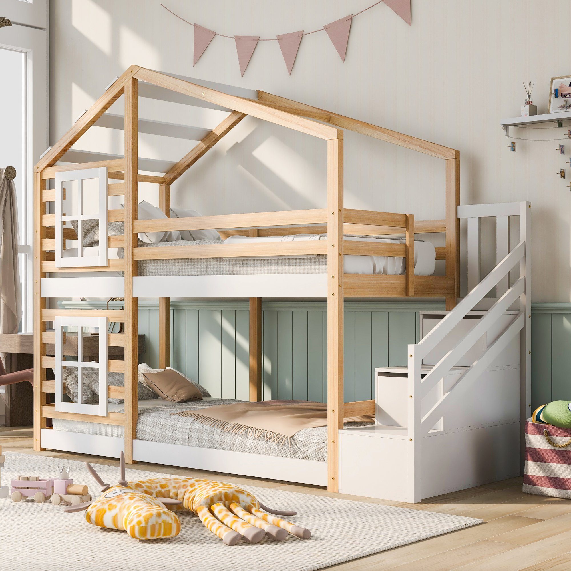 Redom Kinderbett Baumhaus Mit Schublade Und Rausfallschutz 90 X 200 Cm