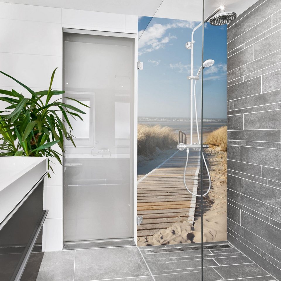 Bilderdepot24 Badrückwand Strand Beige Duschrückwand Ohne Bohren Natur