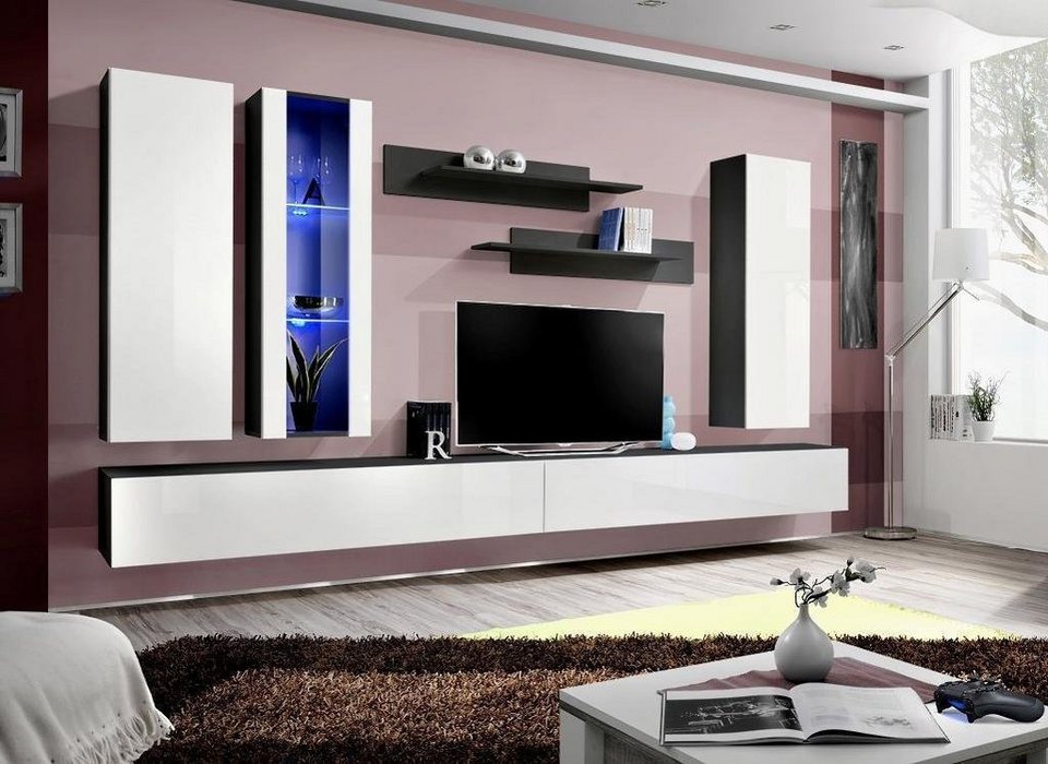 Jvmoebel Wohnzimmer Set Luxus Wohnwand Tv Ständer Holz Designer Modern