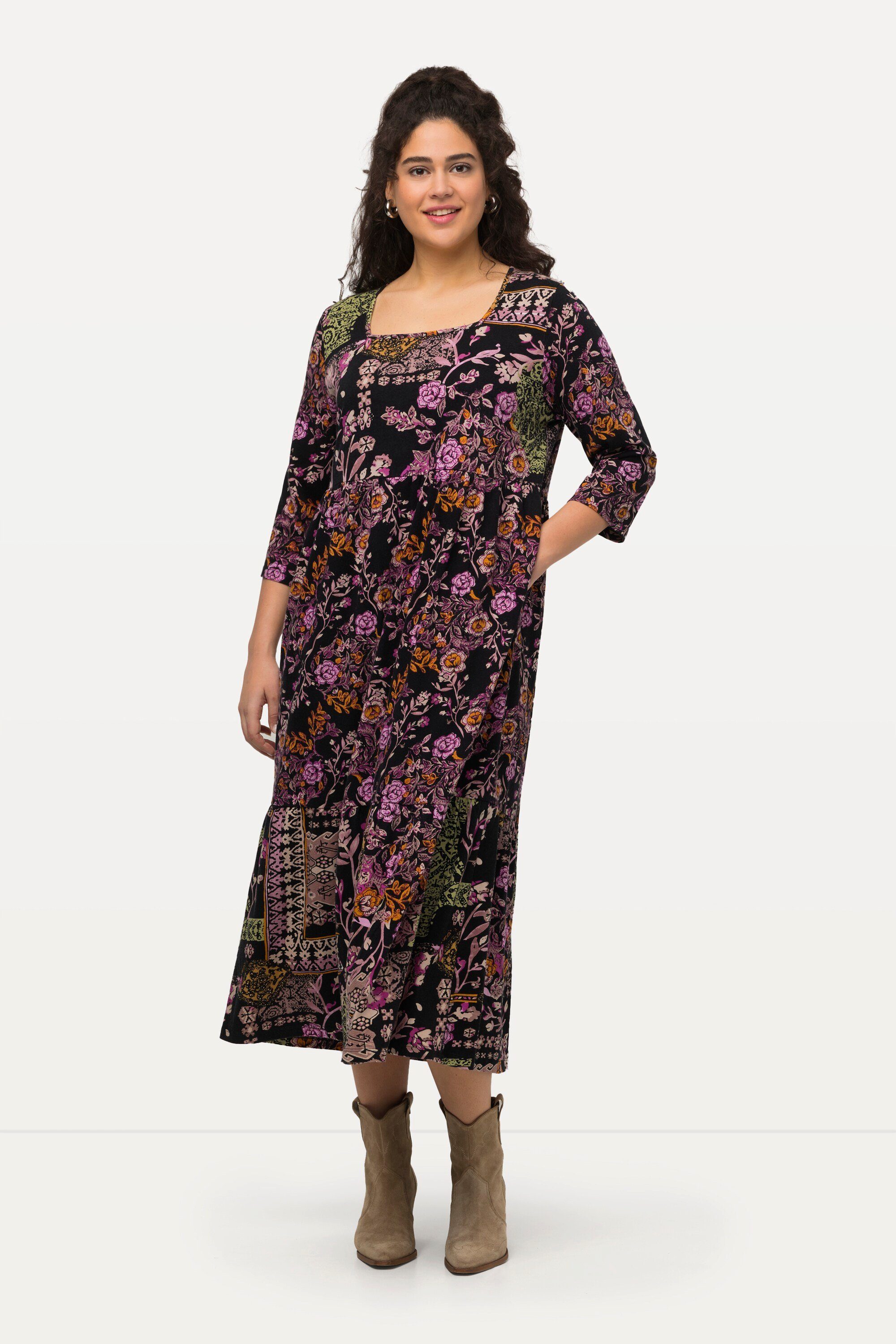 Ulla Popken Jerseykleid Jerseykleid A Linie Carree Ausschnitt 34 Arm