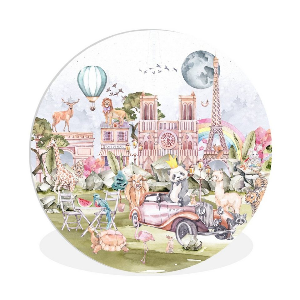 Muchowow Gemälde Paris Regenbogen Kinder Rosa Mädchen Tiere