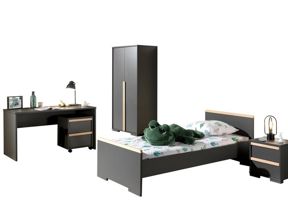 Möbelando Jugendzimmer Set In Anthrazitbuche Mit 4 Schubladen Eine