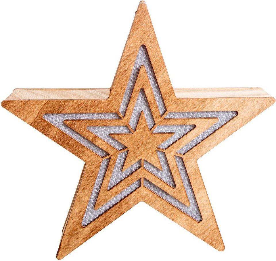 Näve Led Stern Weihnachtsdeko Aus Holz Timerfunktion Led Fest