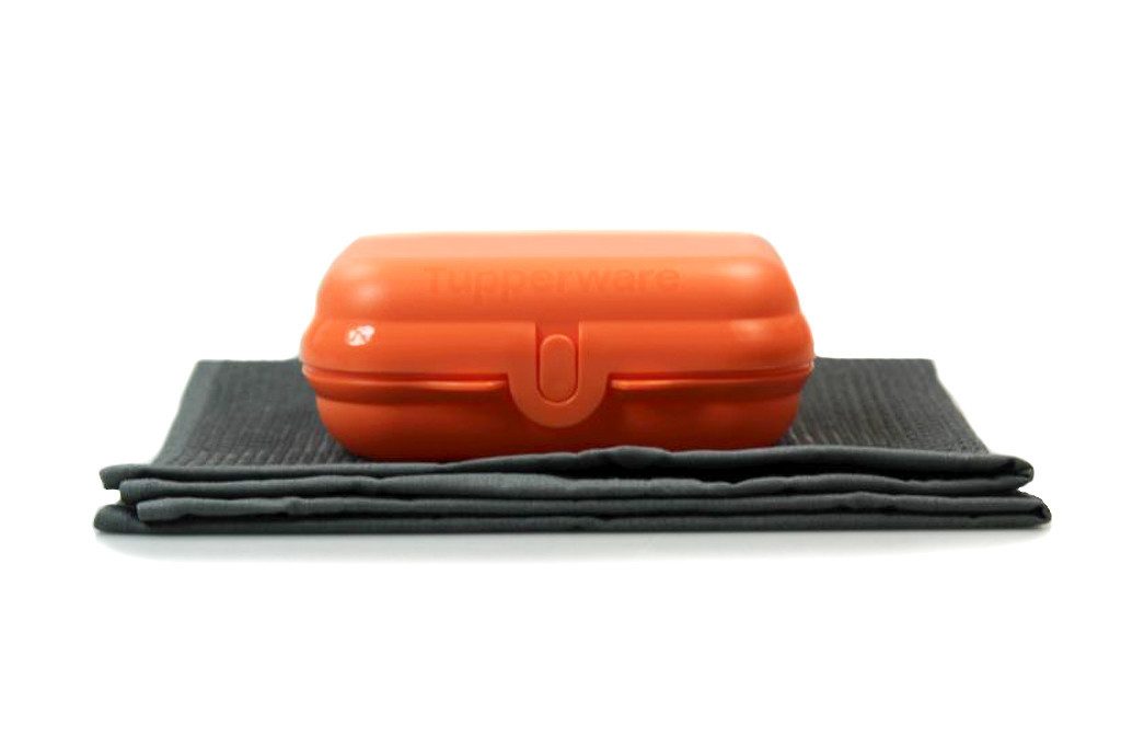 TUPPERWARE Back-Set Twin dunkel orange Brotdose Größe 2 + GLASTUCH