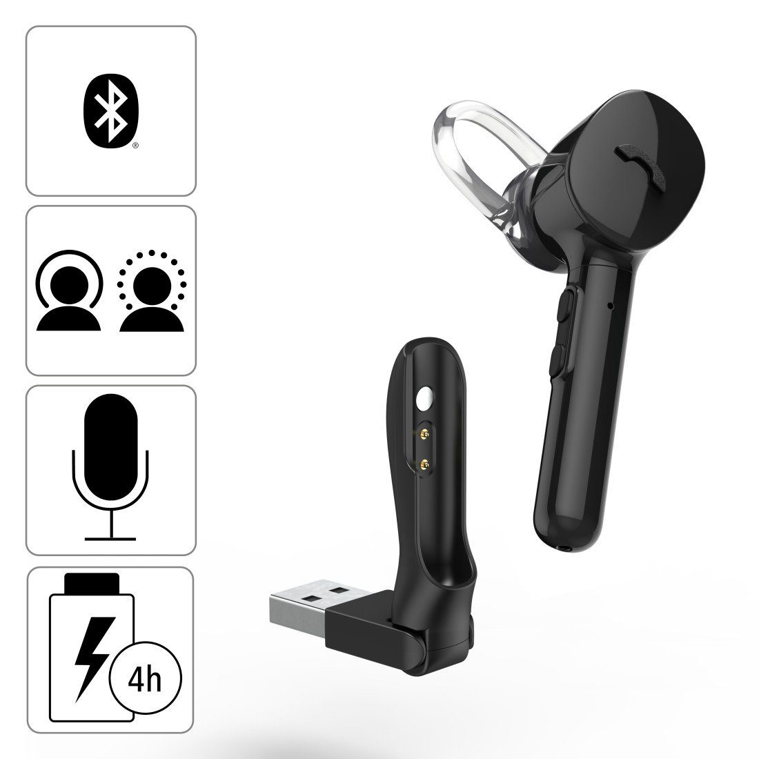 Hama Mono-Bluetooth®Headset MyVoice1300 Multipoint Sprachsteuerung schwarz Wireless-Headset ...