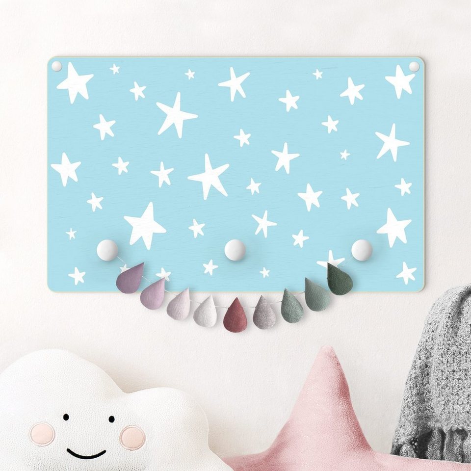 Bilderdepot24 Garderobenpaneel Blau Illustration Muster Weltall Himmel