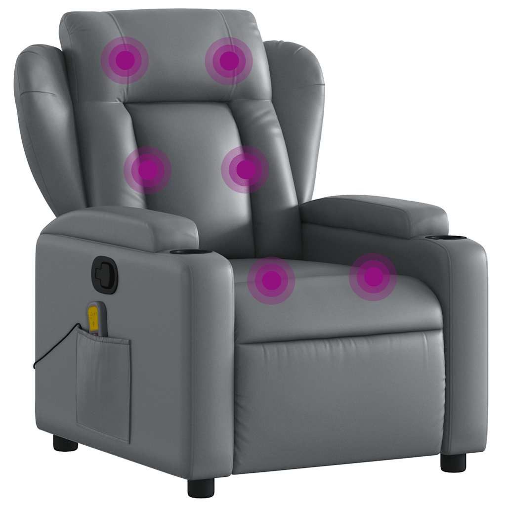 vidaXL Massagesessel Massagesessel Relaxsessel Grau Kunstleder ...