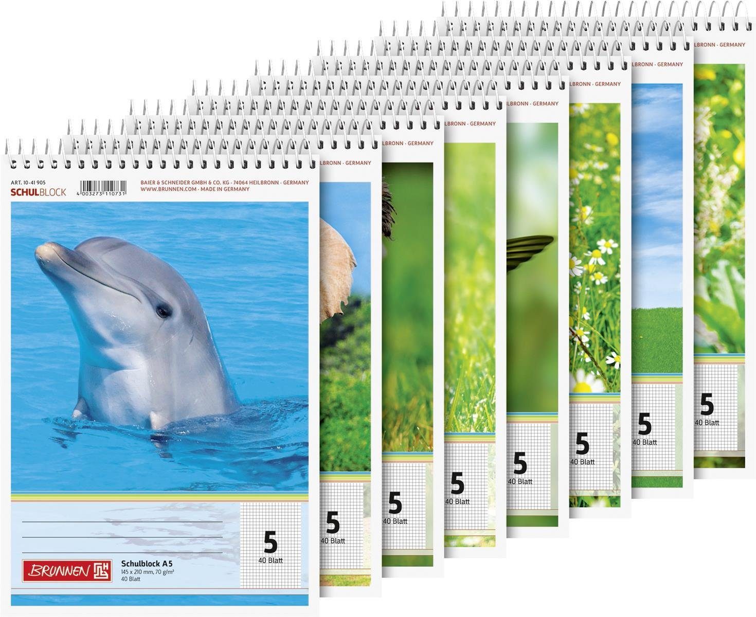 BRUNNEN Klebeband BRUNNEN 1041905 Schulblock A5 5 mm kariert, Lin. 5