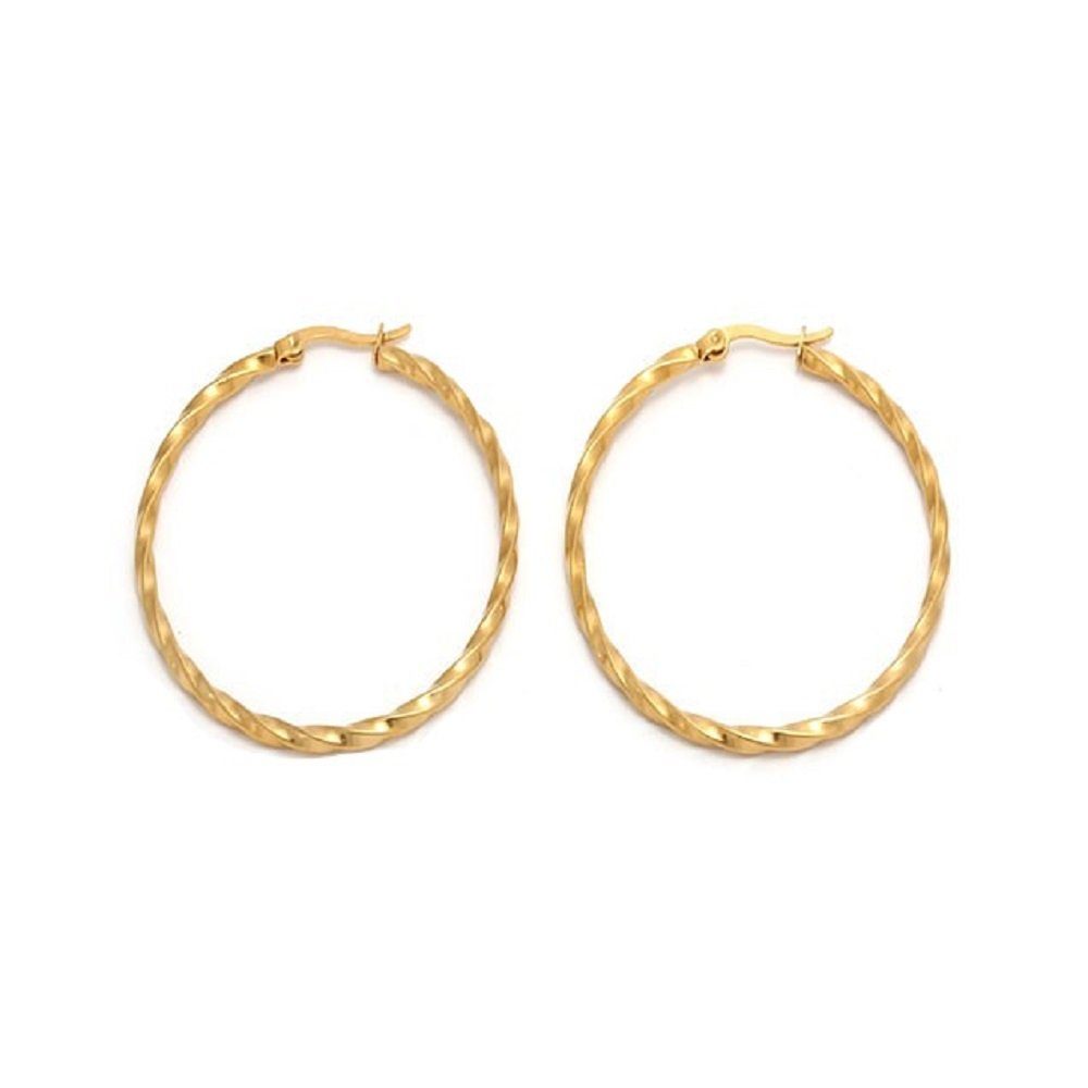 Bungsa Creolen Set Creolen Boho Style In Gedrehter Optik Gold Aus