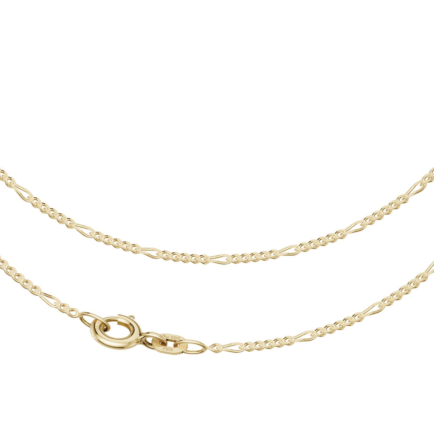 Joyes Boutique Goldkette JB Edle Goldkette Figarokette 585 - 14 Kt Gold 1,5 mm 36 - 50 cm (Gold, JB)