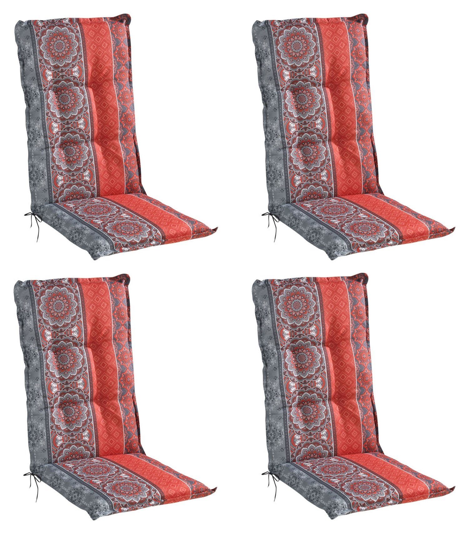 Go De Hochlehnerauflage Fulmina B 50 X L 120 Cm Rot Grau 4er Set