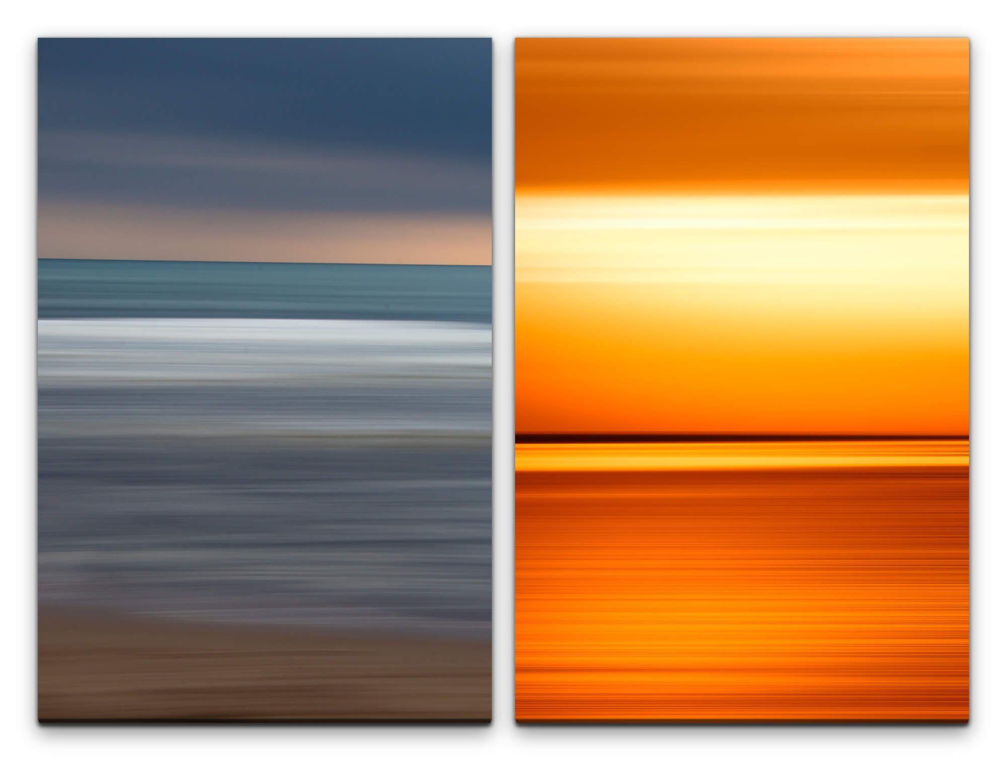 Sinus Art Leinwandbild 2 Bilder Je 60x90cm Minimal Abstrakt Horizont