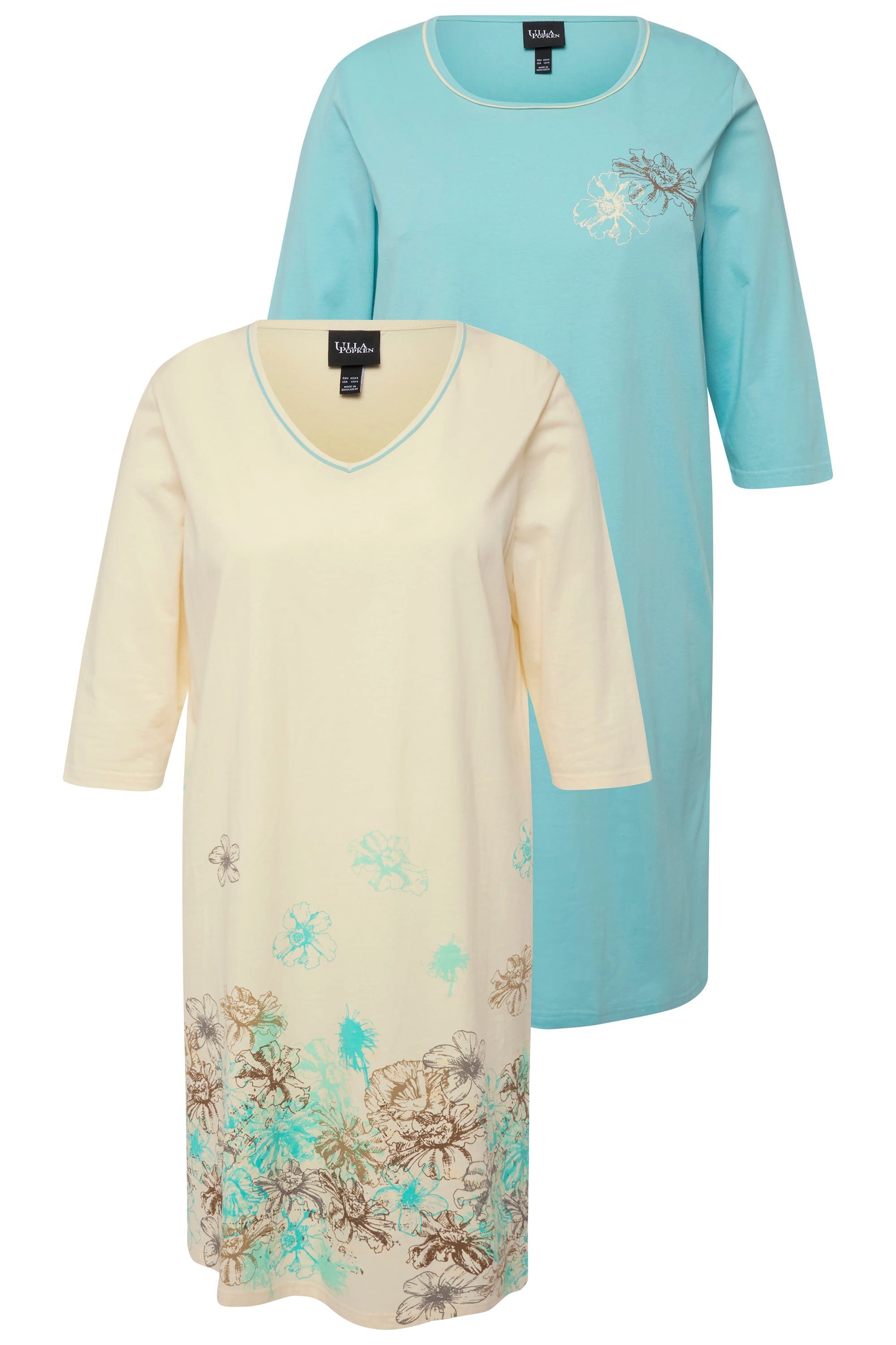 Ulla Popken Bigshirt Bigshirts 2er Pack V Ausschnitt Rundhals 34 Arm