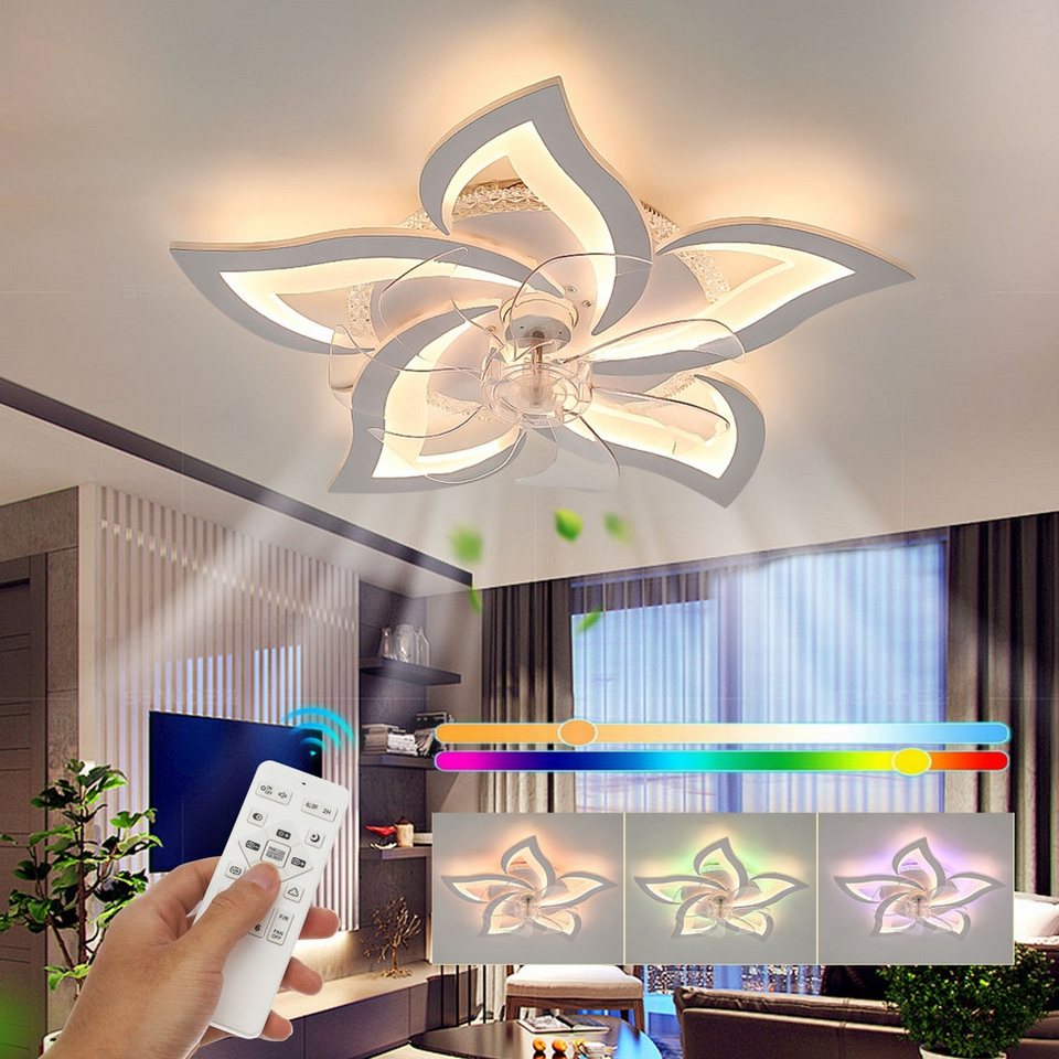 Letgospt Deckenleuchte Leise Deckenventilator Mit Beleuchtung 60w Led