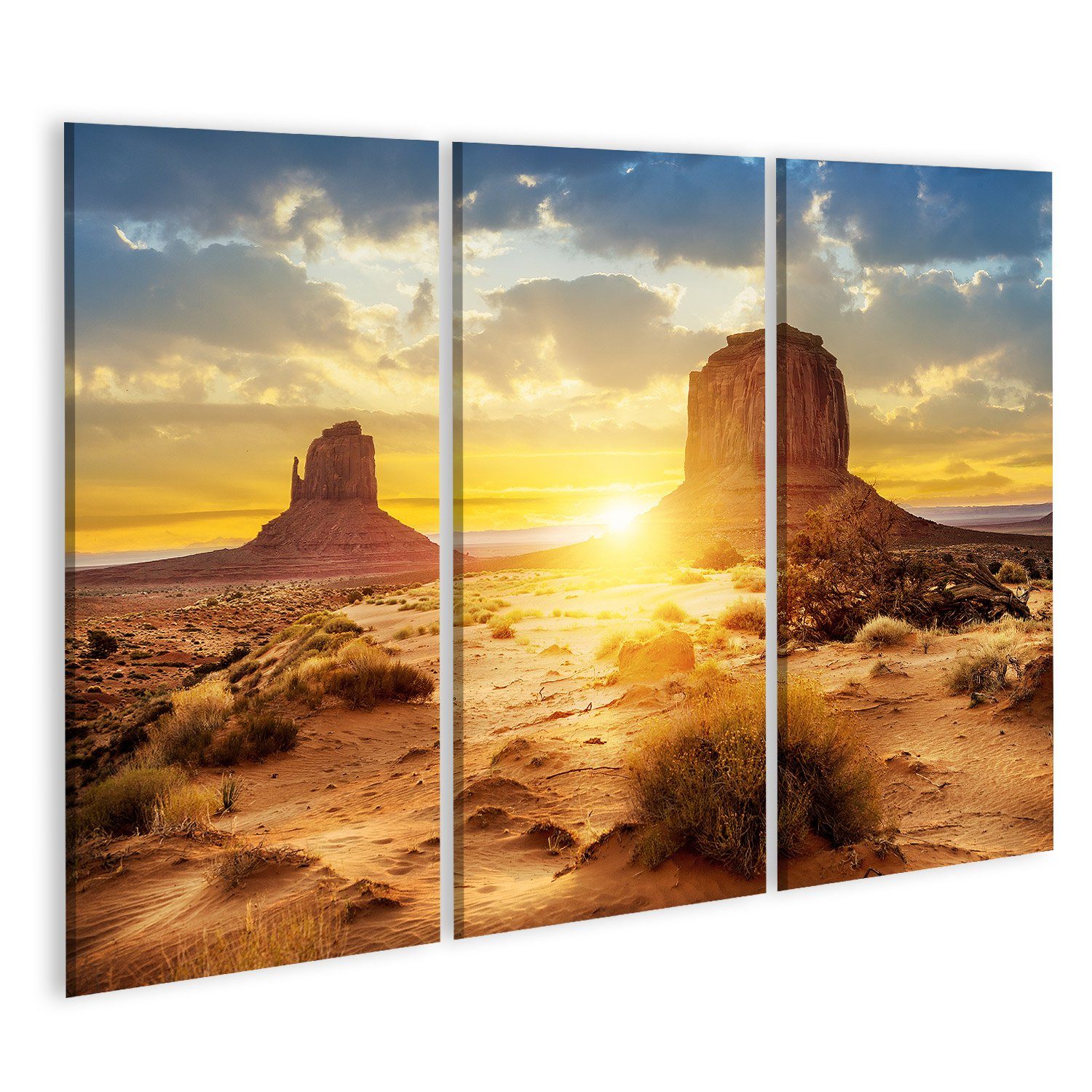 islandburner Leinwandbild »Bild auf Leinwand Monument Valley Sonnenuntergang Schwestern Usa ...