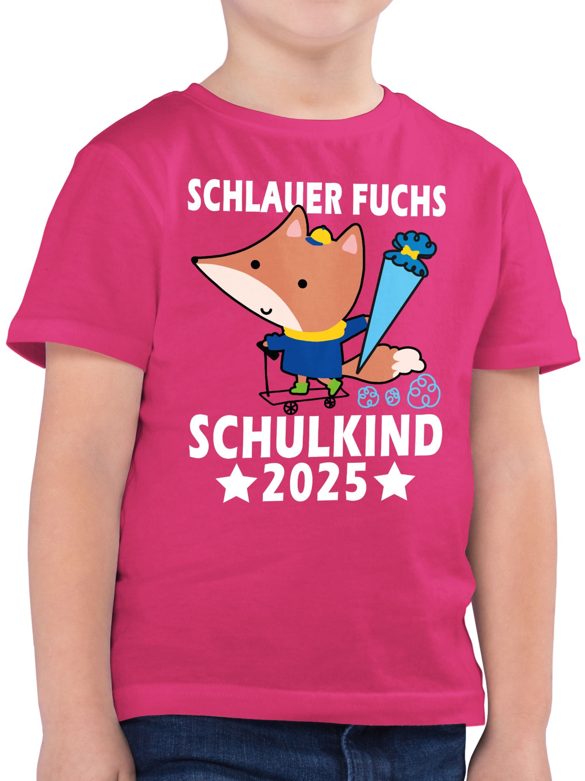 Shirtracer T-Shirt Schlauer Fuchs Schulkind 2025 (1-tlg) Einschulung Junge Schulanfang Geschenke