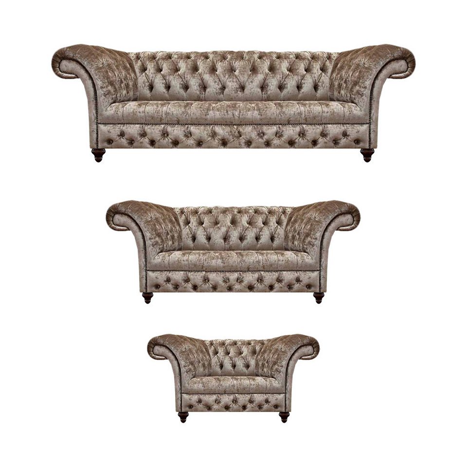 Jvmoebel Chesterfield Sofa Chesterfield Set 3tlg Design Möbel Luxus