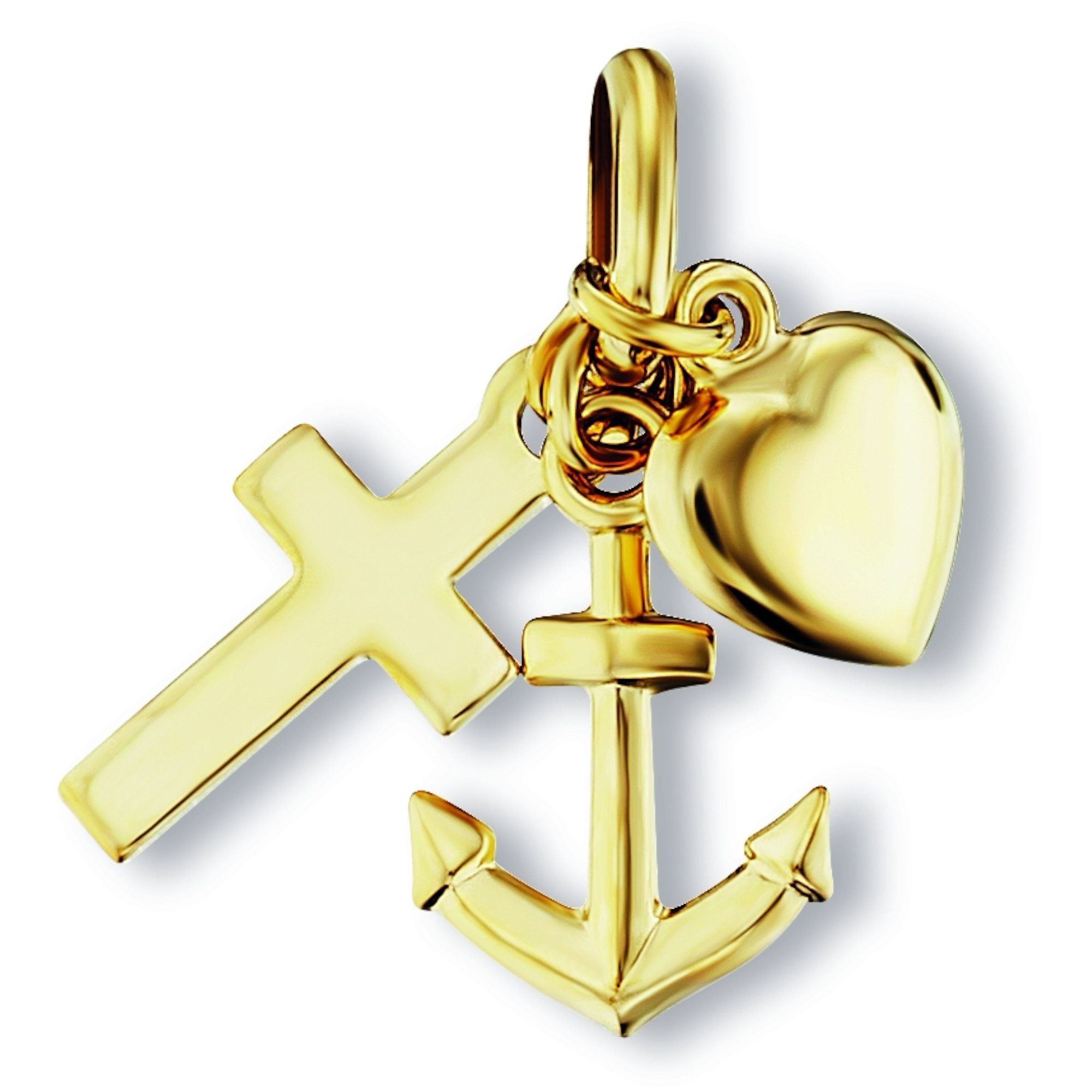 ONE ELEMENT Kettenanhänger Glaube Liebe Hoffnung Anhänger aus 333 Gelbgold, Damen Gold Schmuck ...