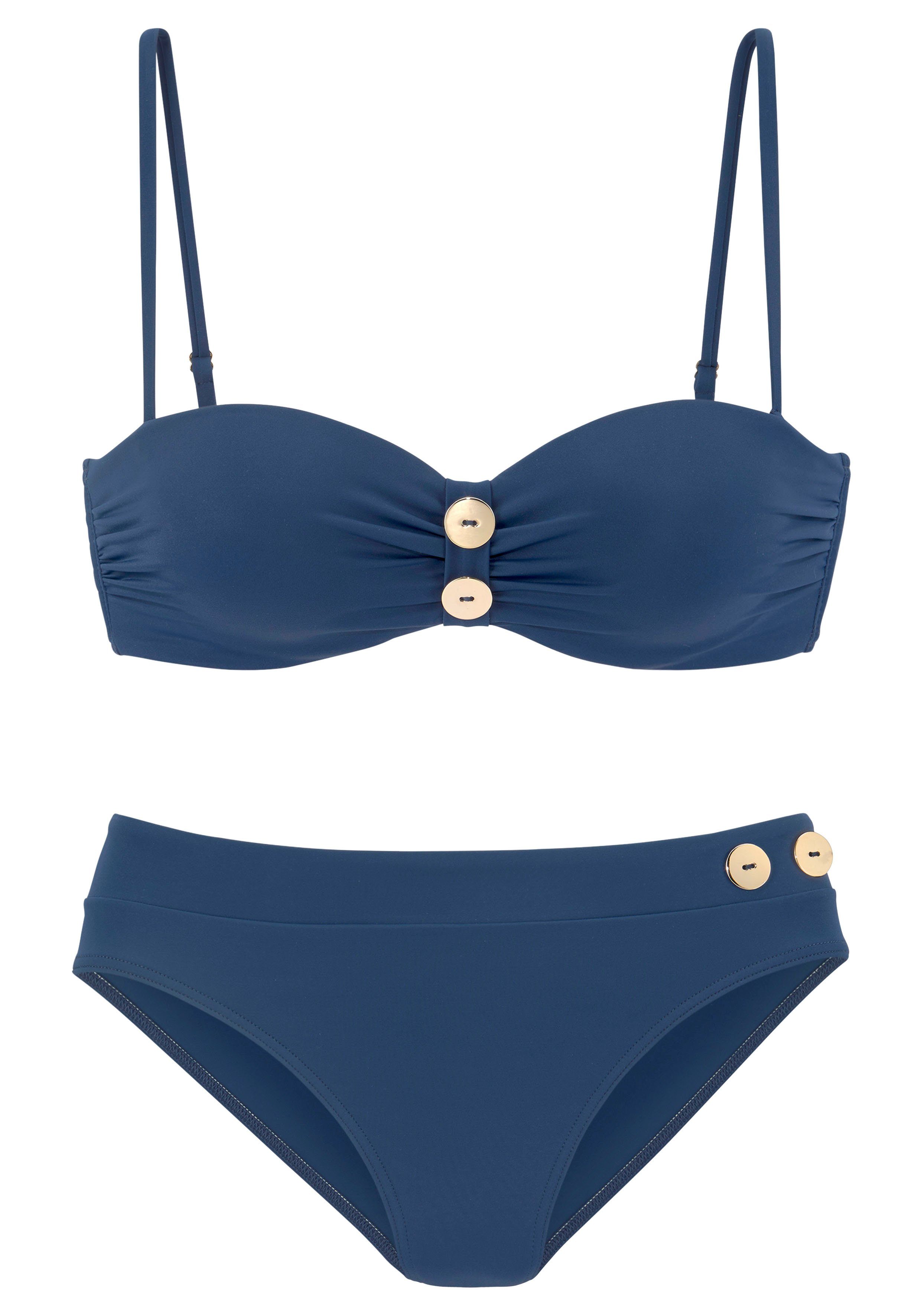 Vivance Bügel Bandeau Bikini Mit Edlen Zierknöpfen