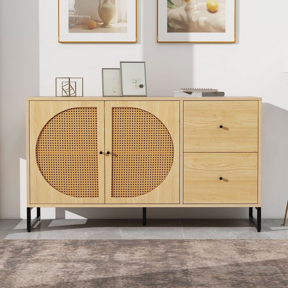 Merax Sideboard Mit 2 Fächern Und 2 Schubladen Kommode Mit