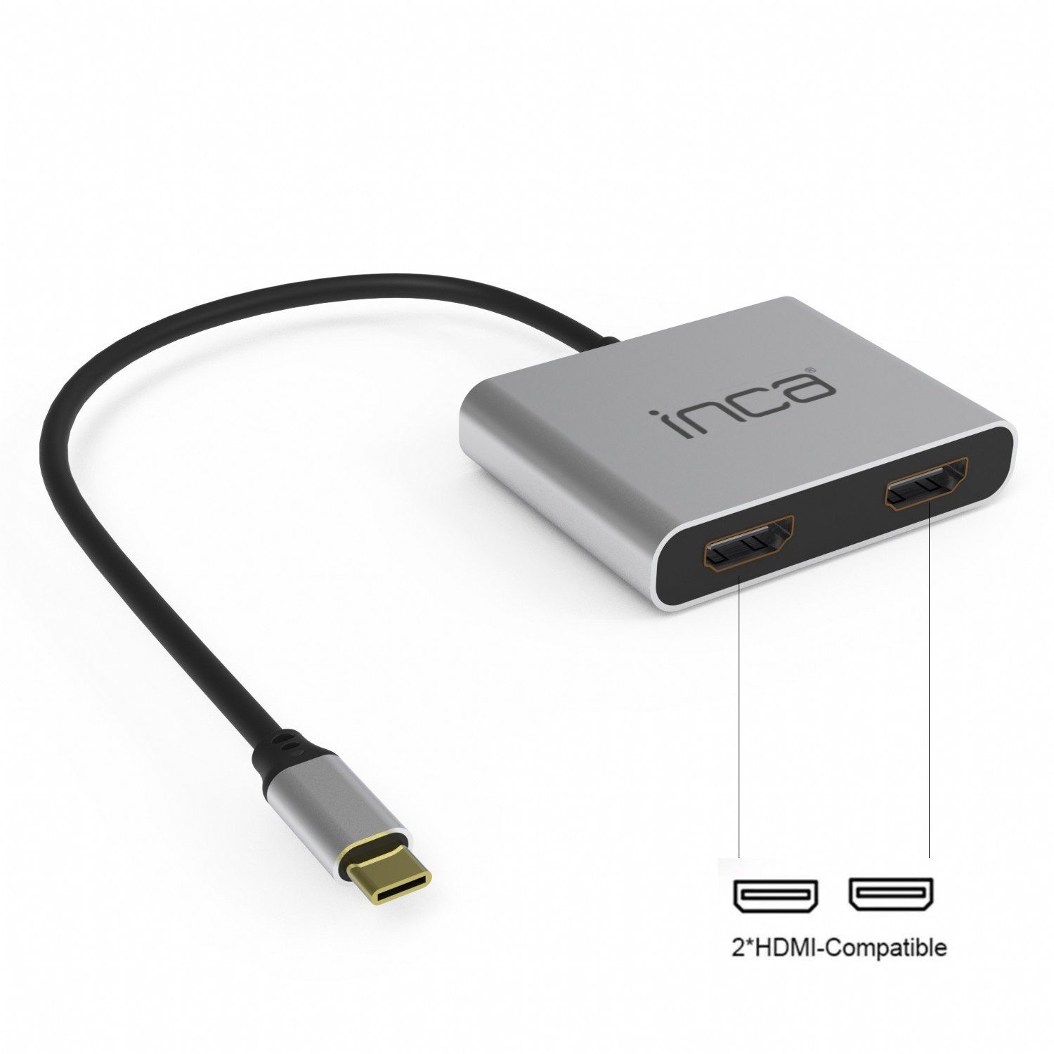 INCA Typ-C-Hub X4 Dual HDMI 4K@30 Hz+ USB-C Adapter USB-Adapter, Typ-C-Hub X4 Dual HDMI 4K@30 ...