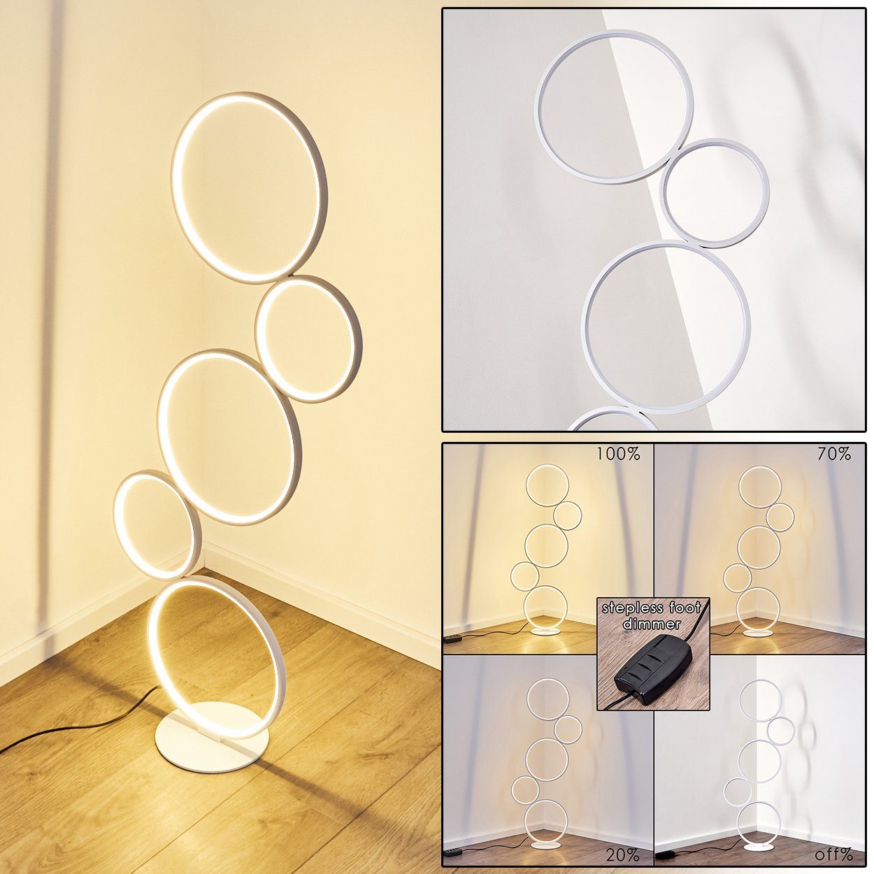 Hofstein Stehlampe Caces Led Tischlampe Dimmbar Aus Metall In Weiß