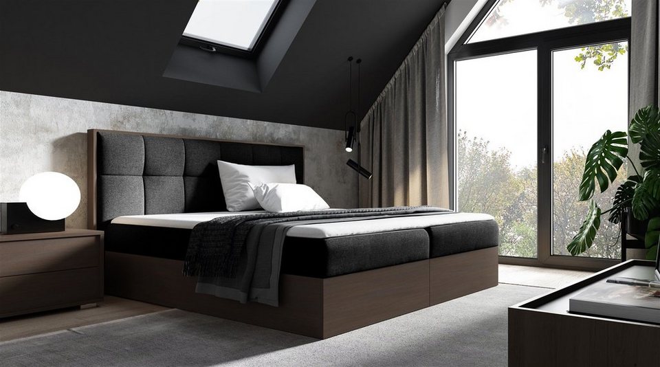 Fun Möbel Boxspringbett Boxspringbett Schlafzimmerbett Thanos In Dunkle