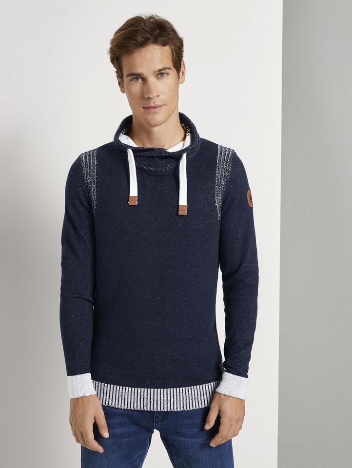 Tom Tailor Strickjacke Melierter Pullover Mit Stehkragen
