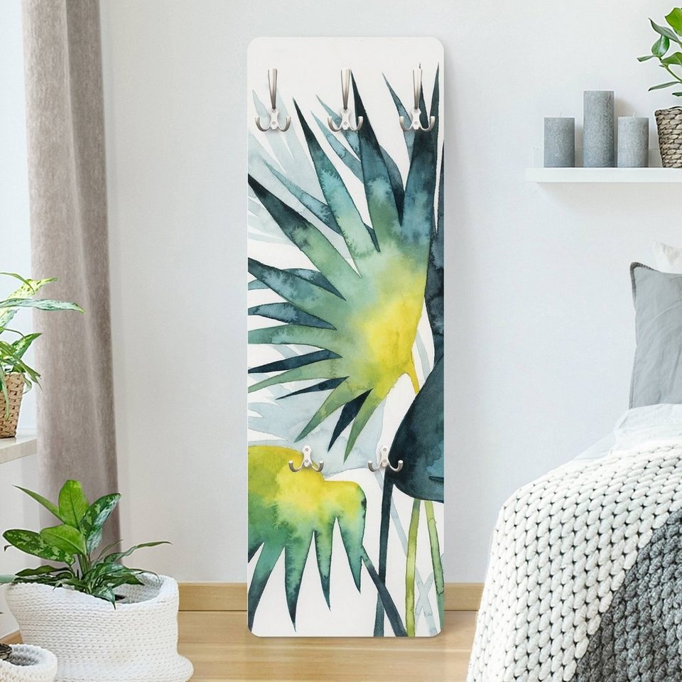 Bilderdepot24 Garderobenpaneel Grün Blumen Floral Botanik Aquarell