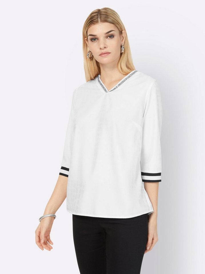 Creation L Klassische Bluse Bluse Elastische Strickbündchen