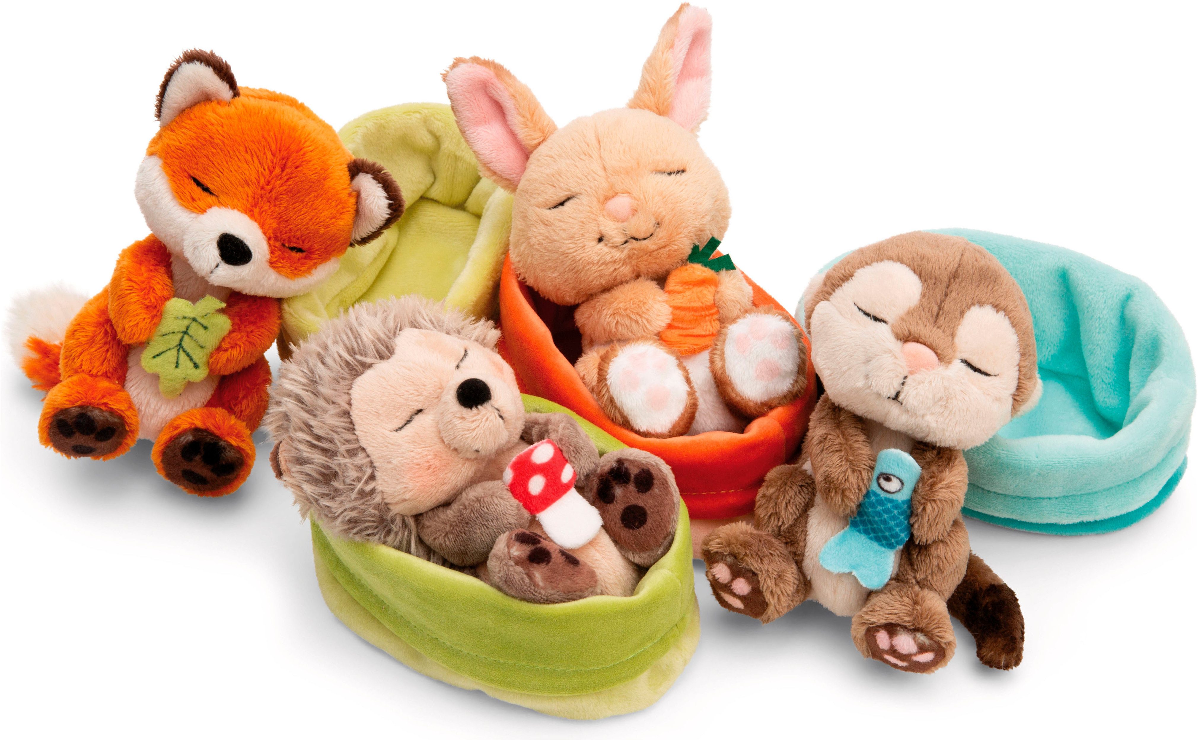 Nici Kuscheltier Sleeping Pets GREEN, Fuchs mit Blatt 12 cm schlafend ...