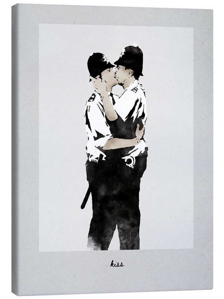 Posterlounge Leinwandbild Editors Choice Banksy Kissing Cops Modern